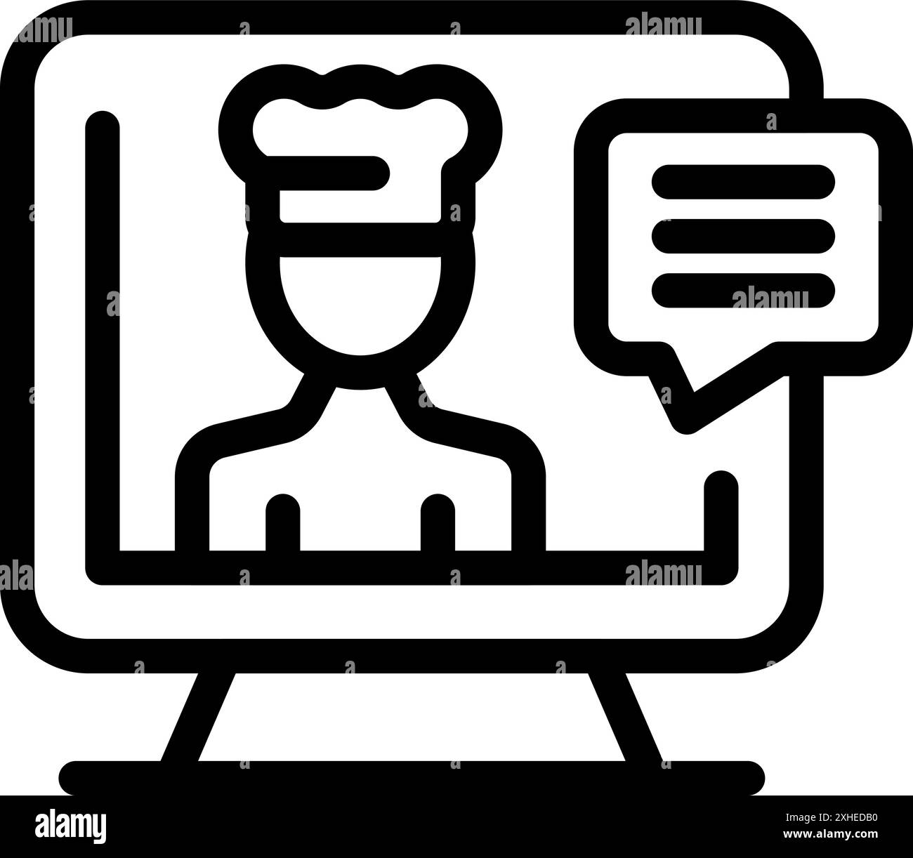 Online cooking workshop with chef giving advice on computer screen ...