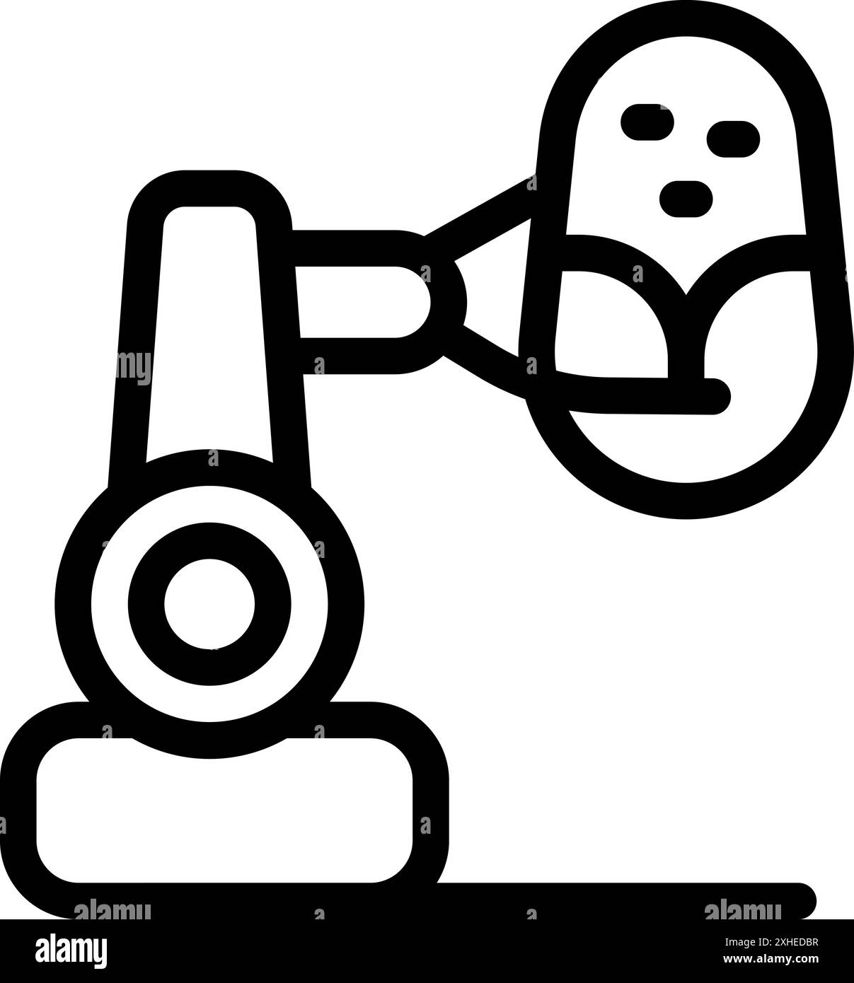 Simple black and white line icon of a robotic arm holding a baby in its ...