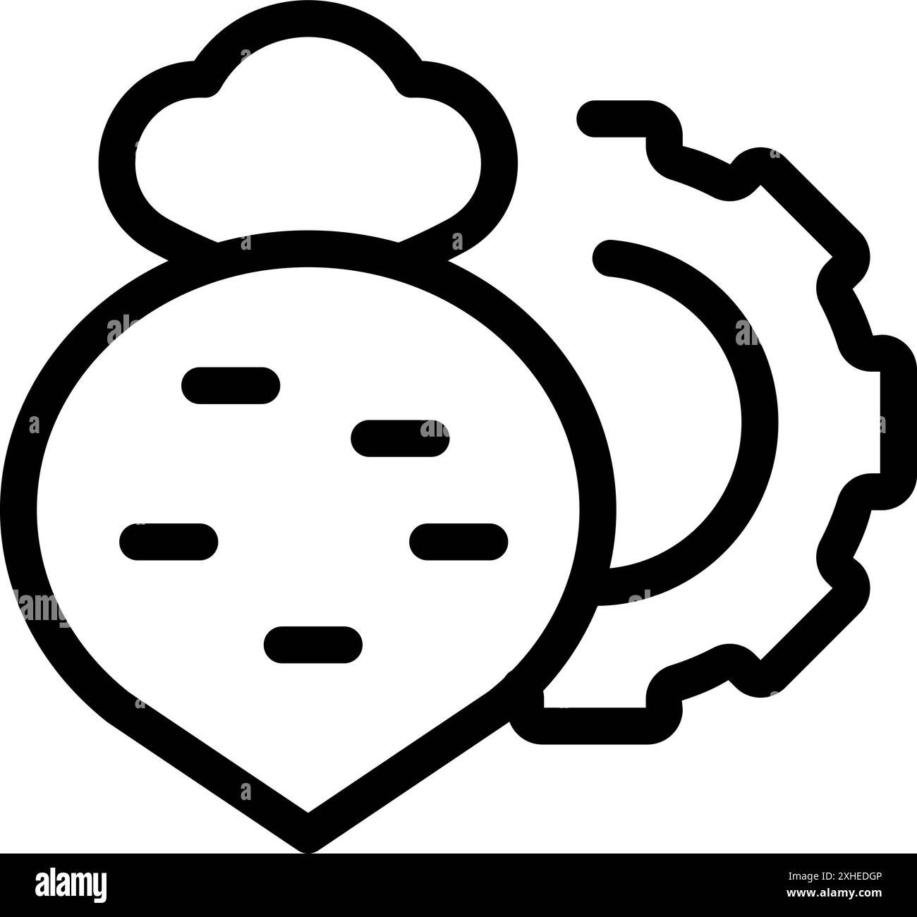 Line art style icon of cloud computing server processing data with gear ...