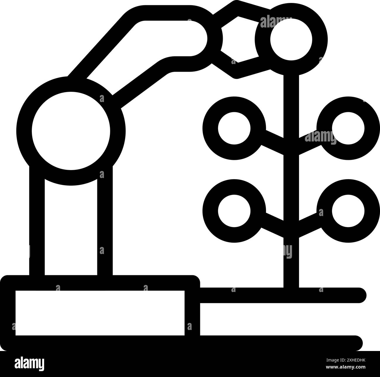 Robotic arm taking care of a plant, representing the future of ...
