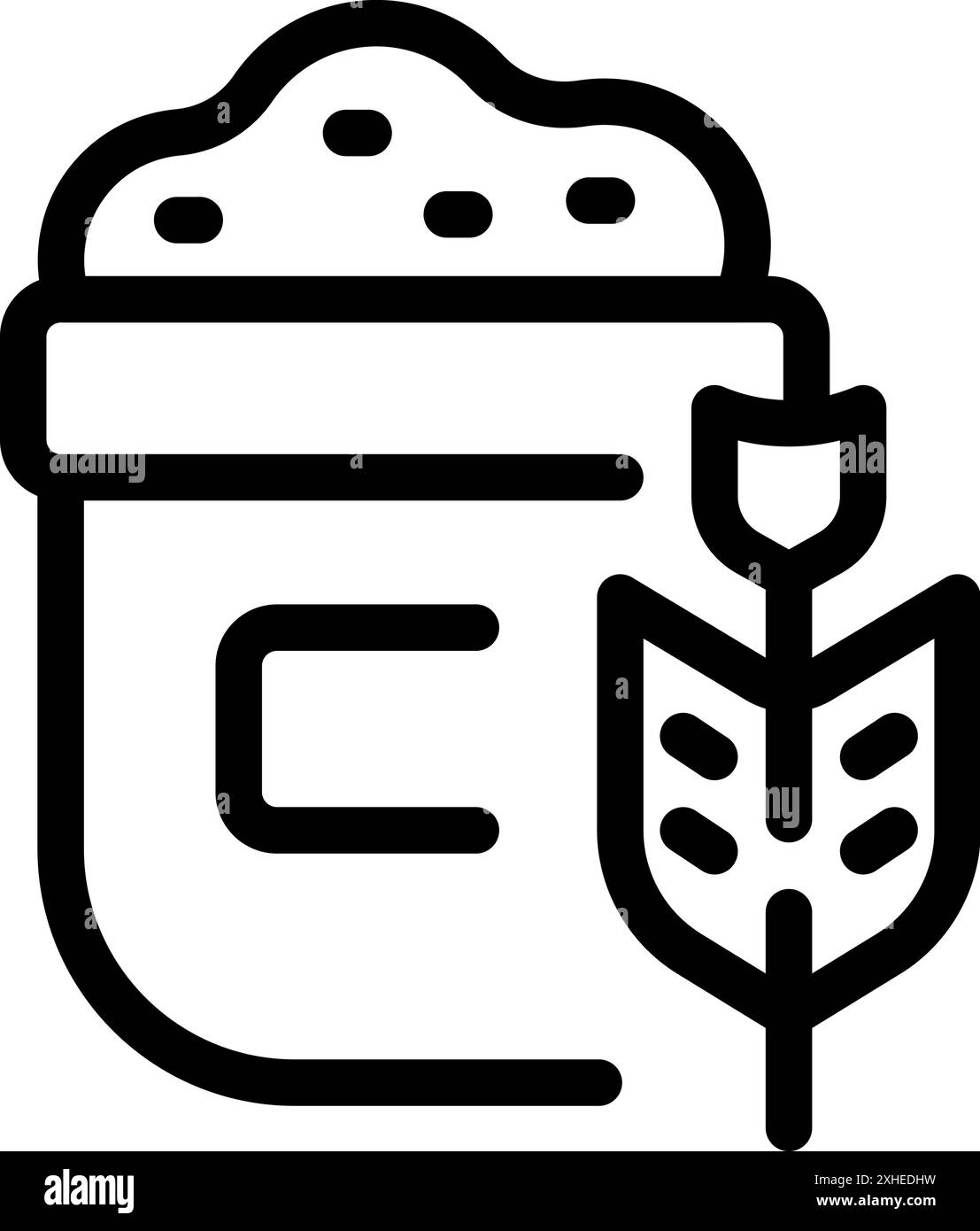 Simple bold line icon of an open container of gluten flour with a ...