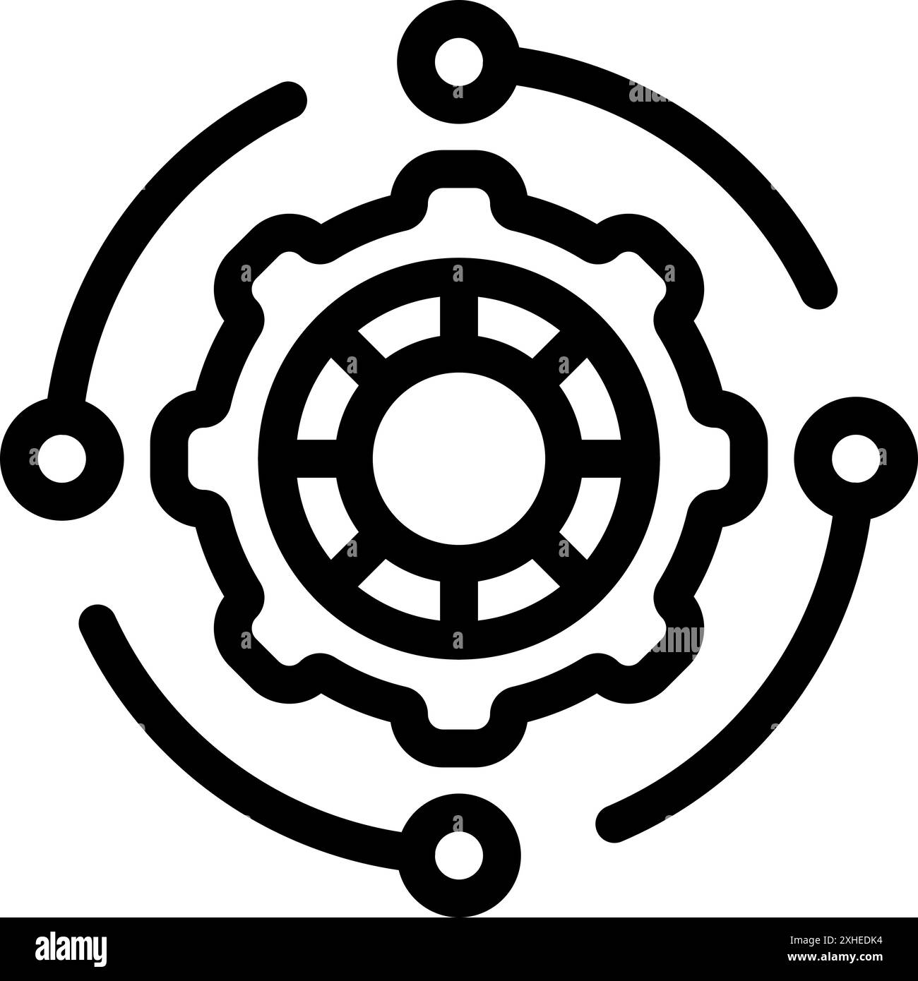 Gear mechanism connecting nodes representing the concept of automation ...
