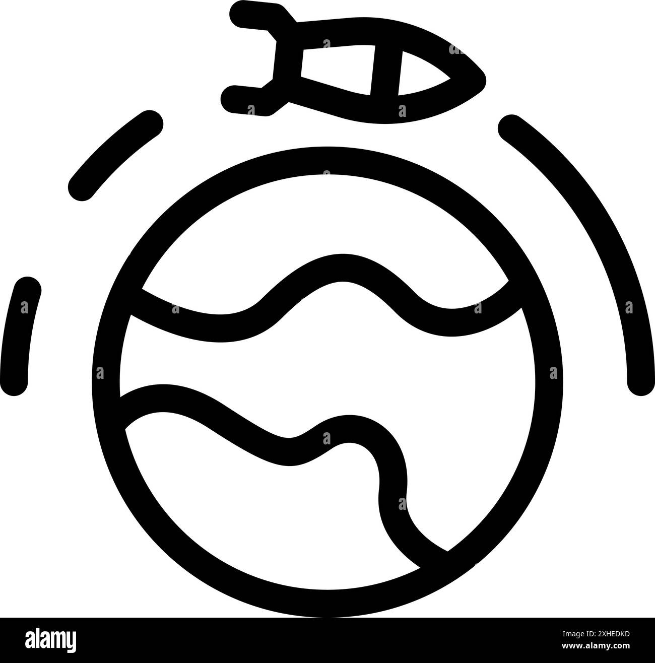 Rocket flying around planet earth orbiting in space Stock Vector Image ...