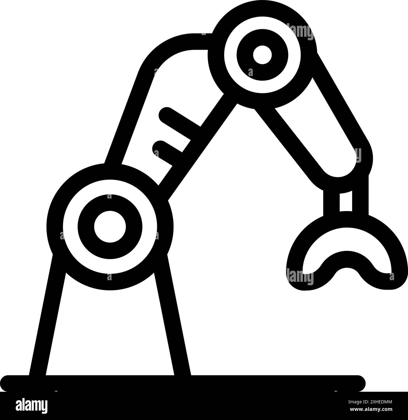 Robotic arm is reaching down, drawn with thick black lines on a white background Stock Vector ...