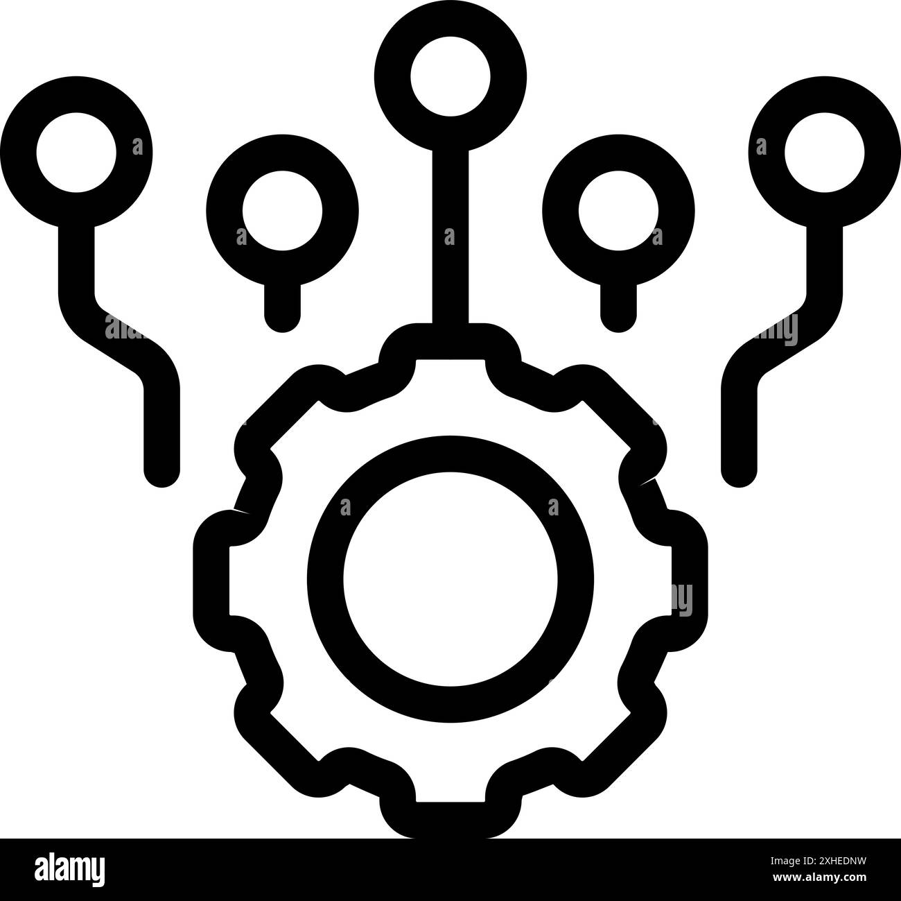 Simple gear connecting to a digital network, representing the automation process Stock Vector ...