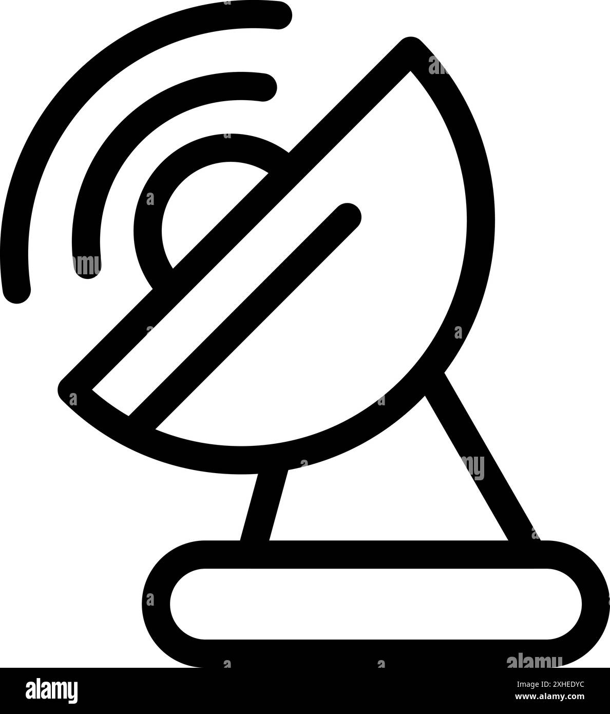 Simple line art icon of a satellite dish receiving a signal Stock ...