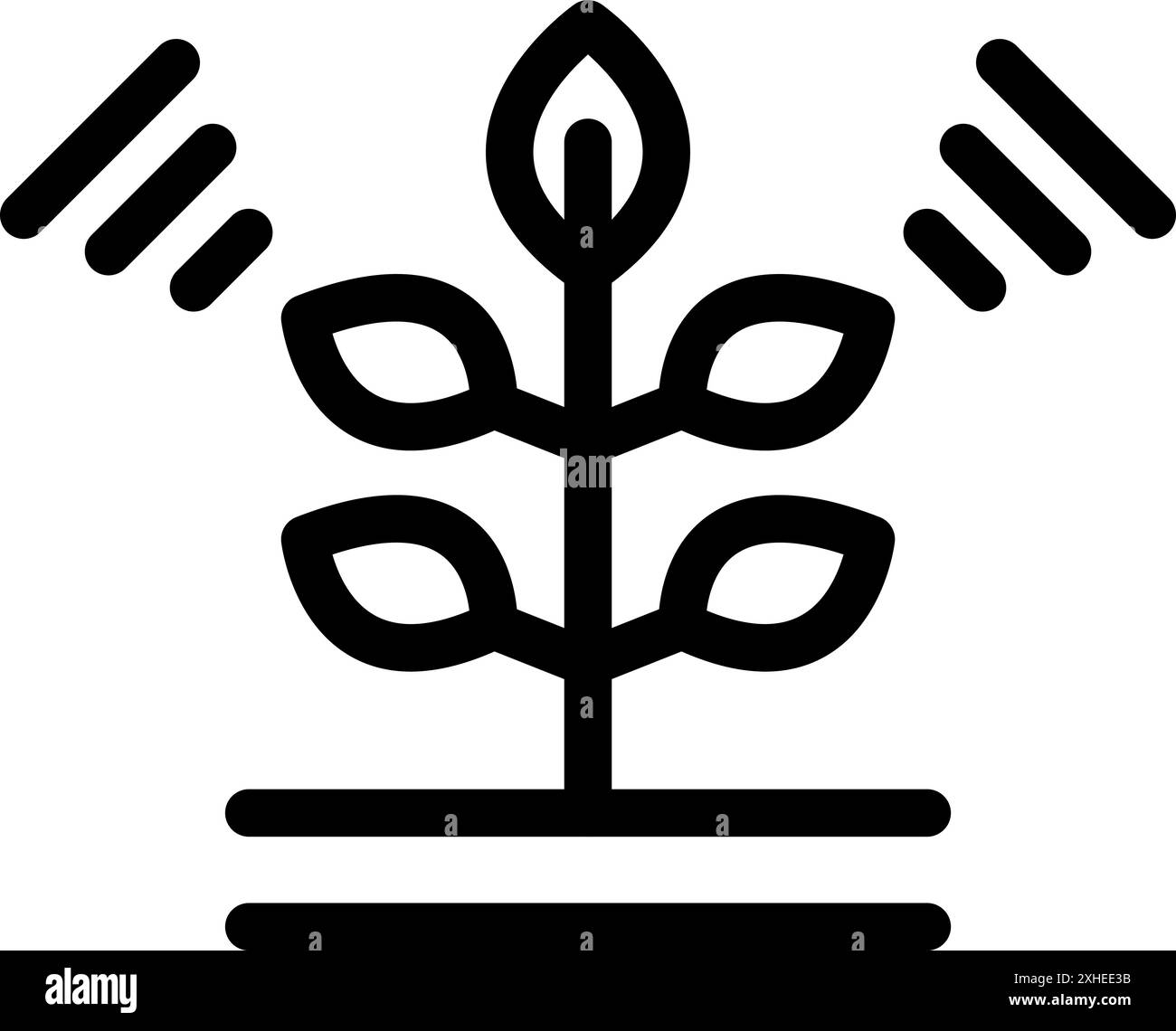 Simple icon representing a young plant growing under a light source ...