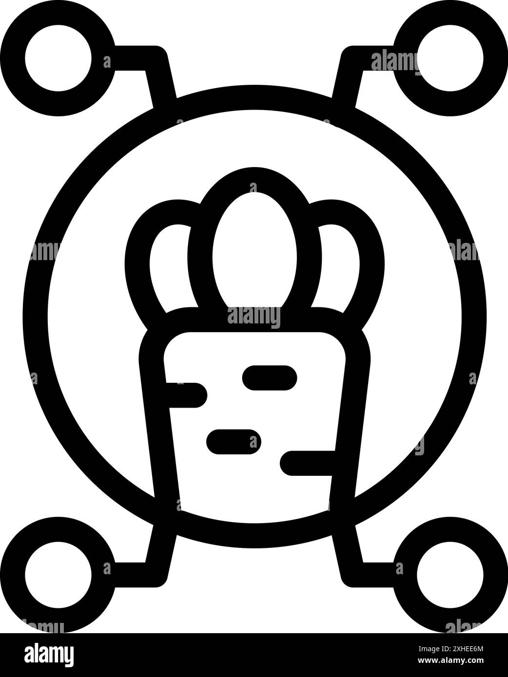 Line icon of a sensor collecting data from a plant, representing smart ...