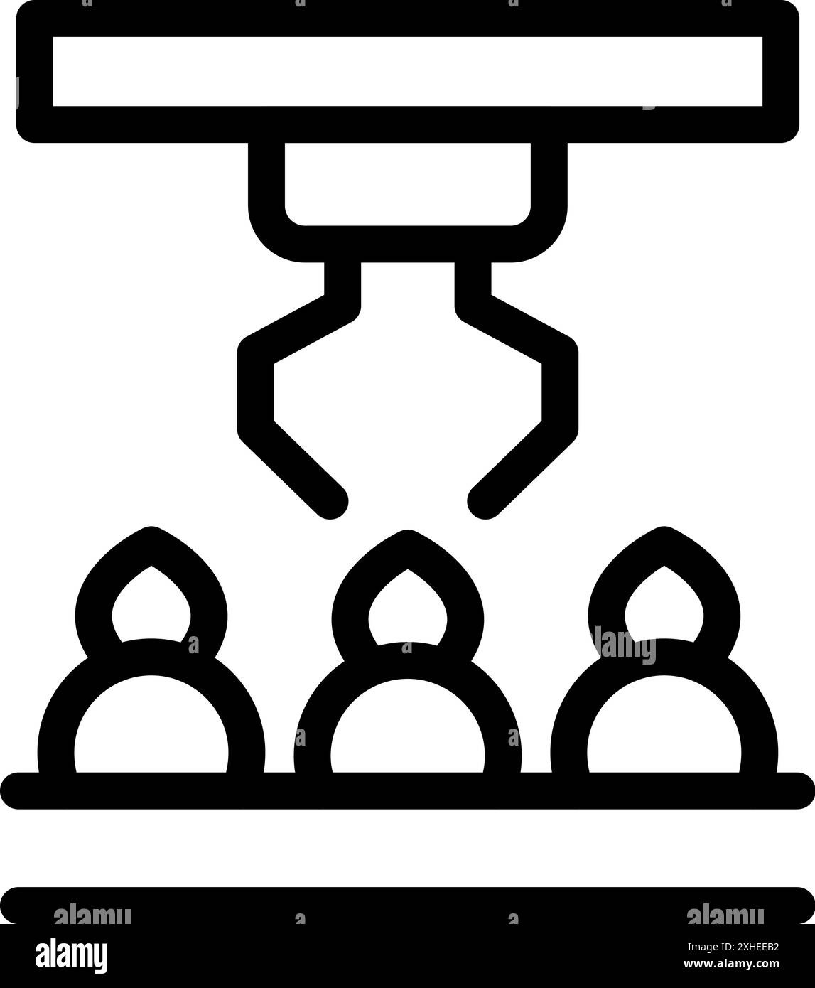 Robotic arm moving workers on a production line, representing ...