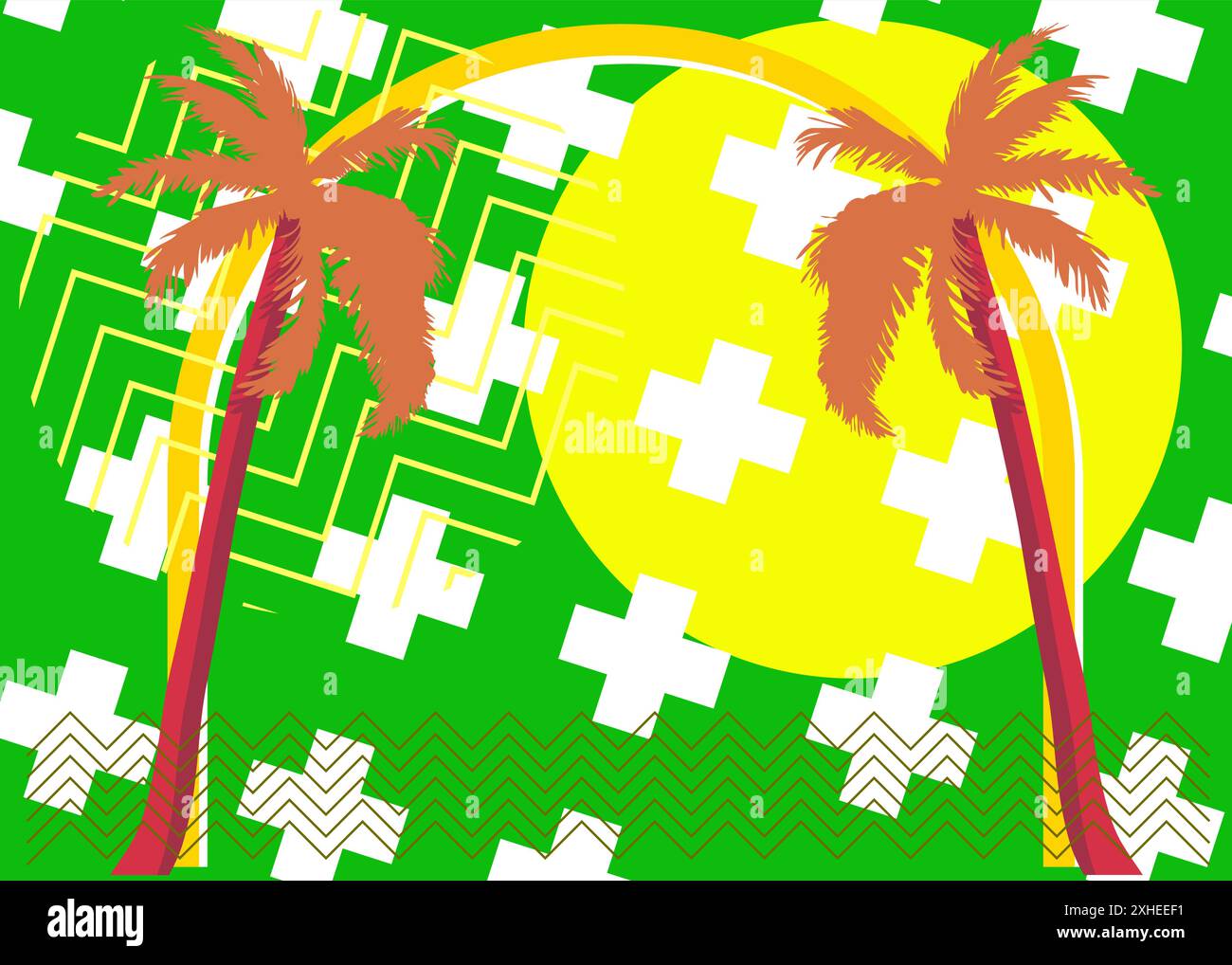 Palm Tree geometrical graphic retro theme background. Minimal geometric ...