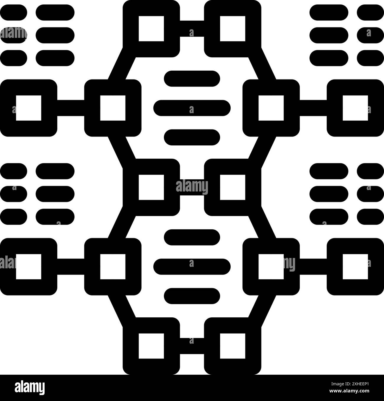 Network diagram showing interconnected servers and databases ...