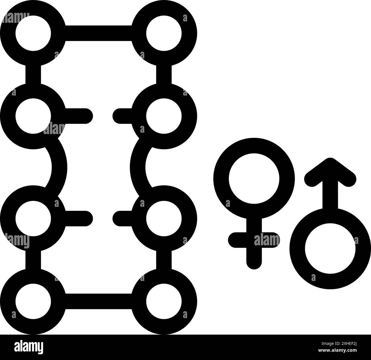 Black and white icon of male and female gender signs with ...