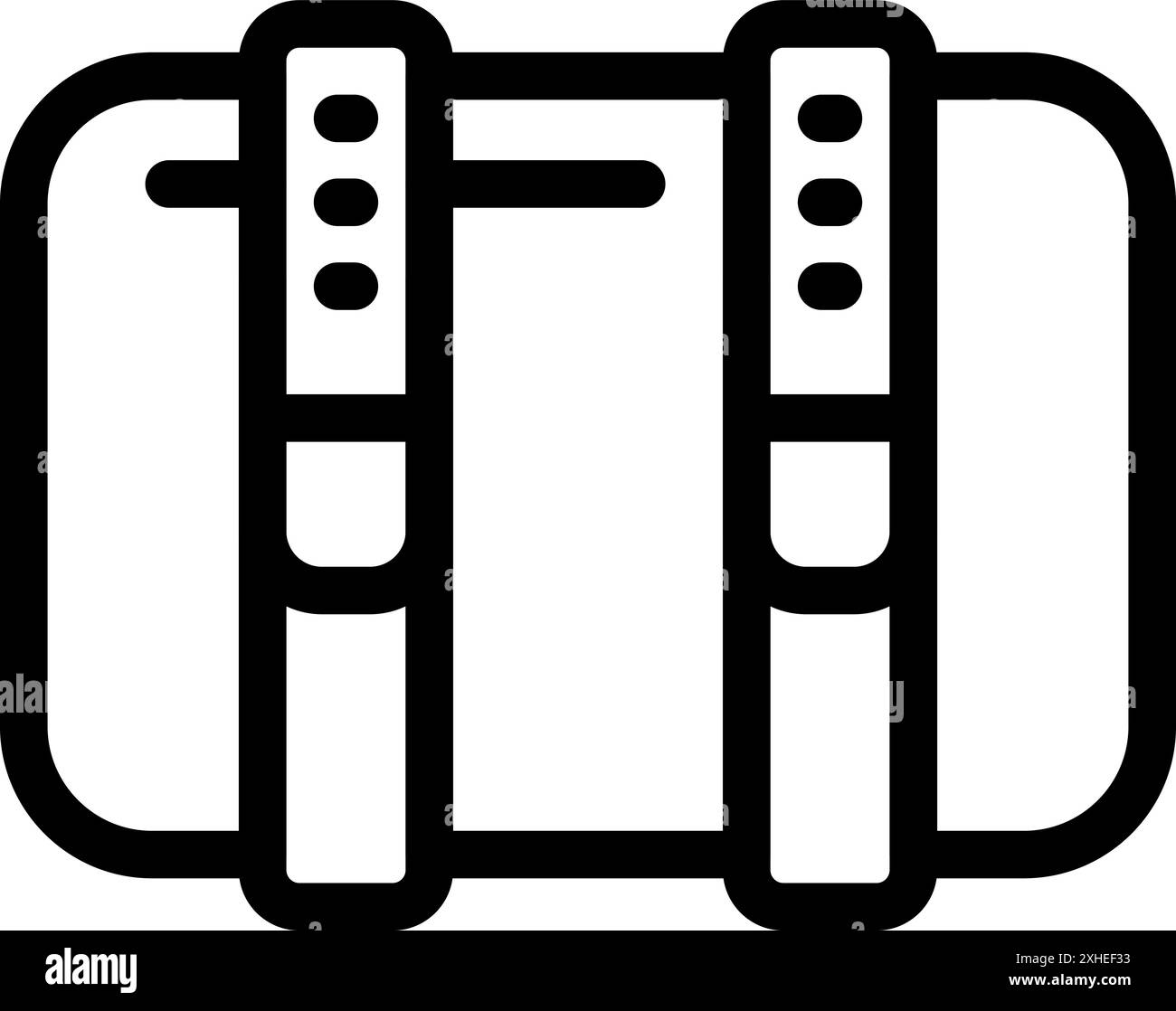 Simple black and white school bag icon with buckles, perfect for ...