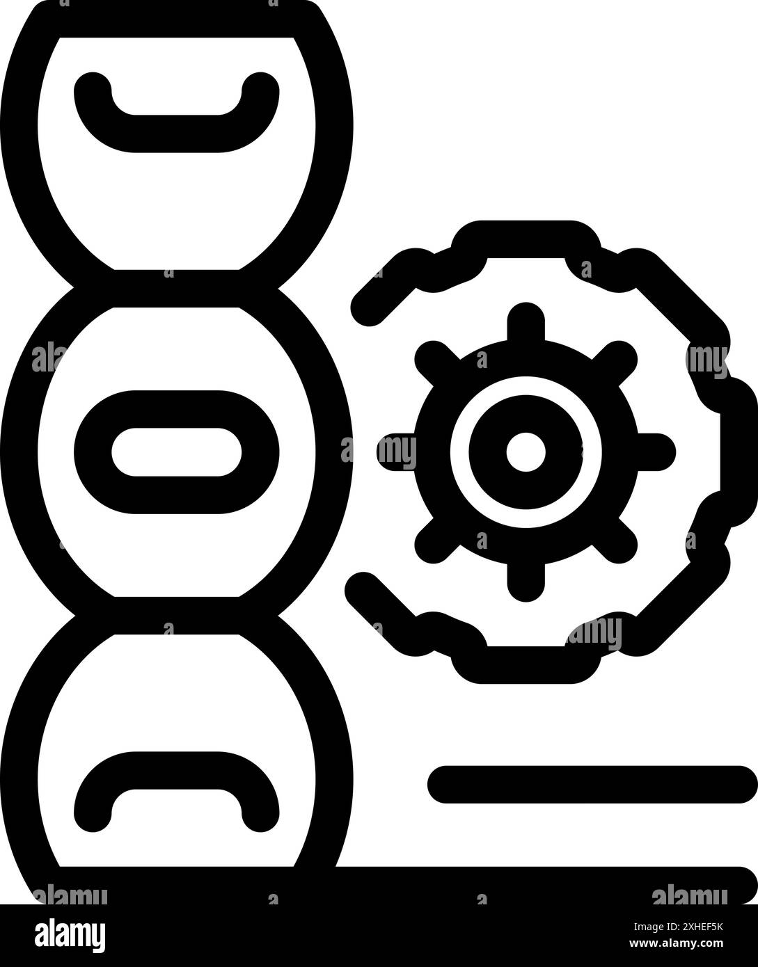 Icon of a dna chain being modified with a cogwheel system, representing ...
