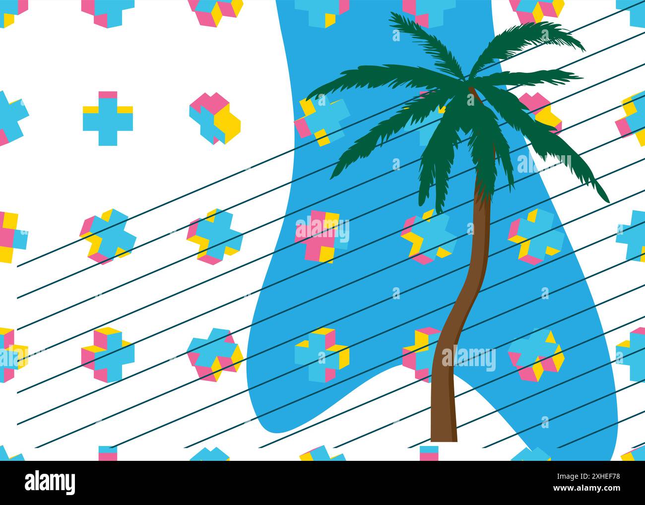 Geometric palm tree coconut Stock Vector Images - Alamy