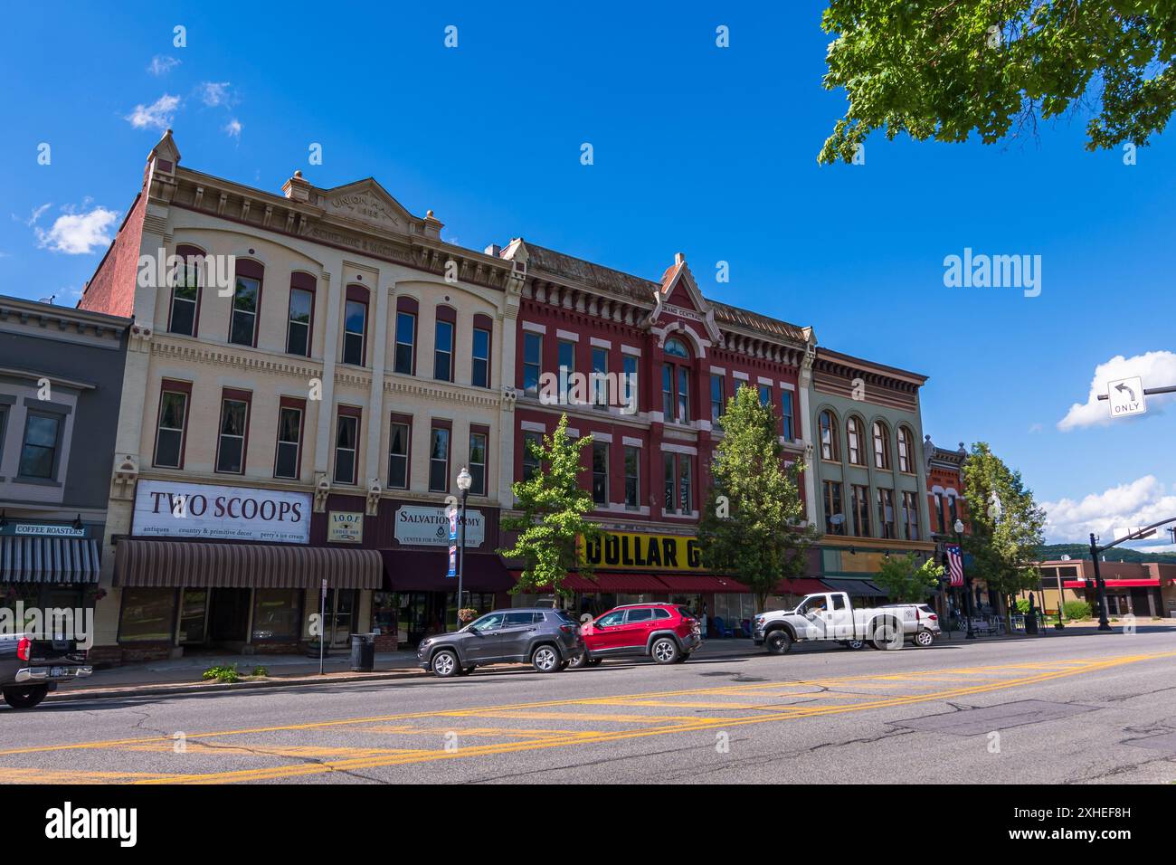 Buildings along Main Street on a sunny spring day in Ridgway ...