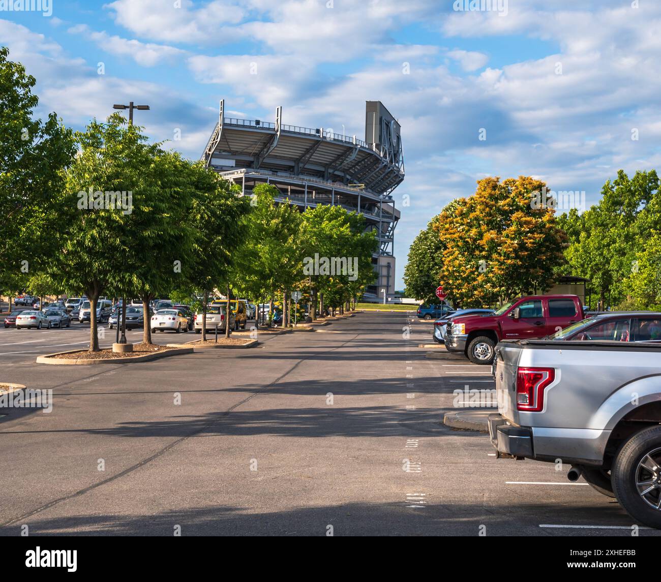 A partial view of one of the parking lots outside of Beaver Stadium on ...