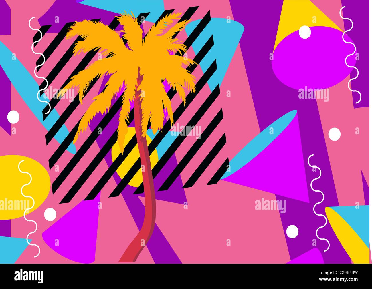 Palm Tree geometrical graphic retro theme background. Minimal geometric ...