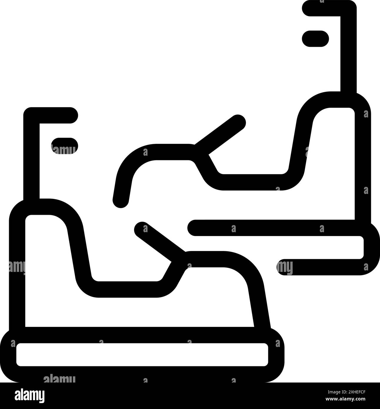 Line art icon of bumper cars colliding in an amusement park attraction ...