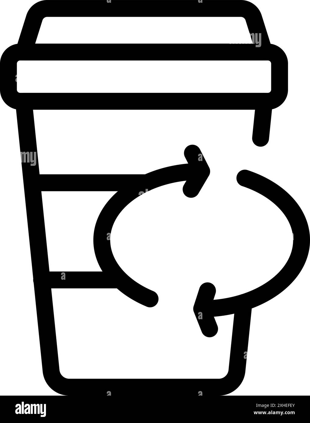 Simple icon depicting a coffee cup with a recycling symbol, encouraging ...