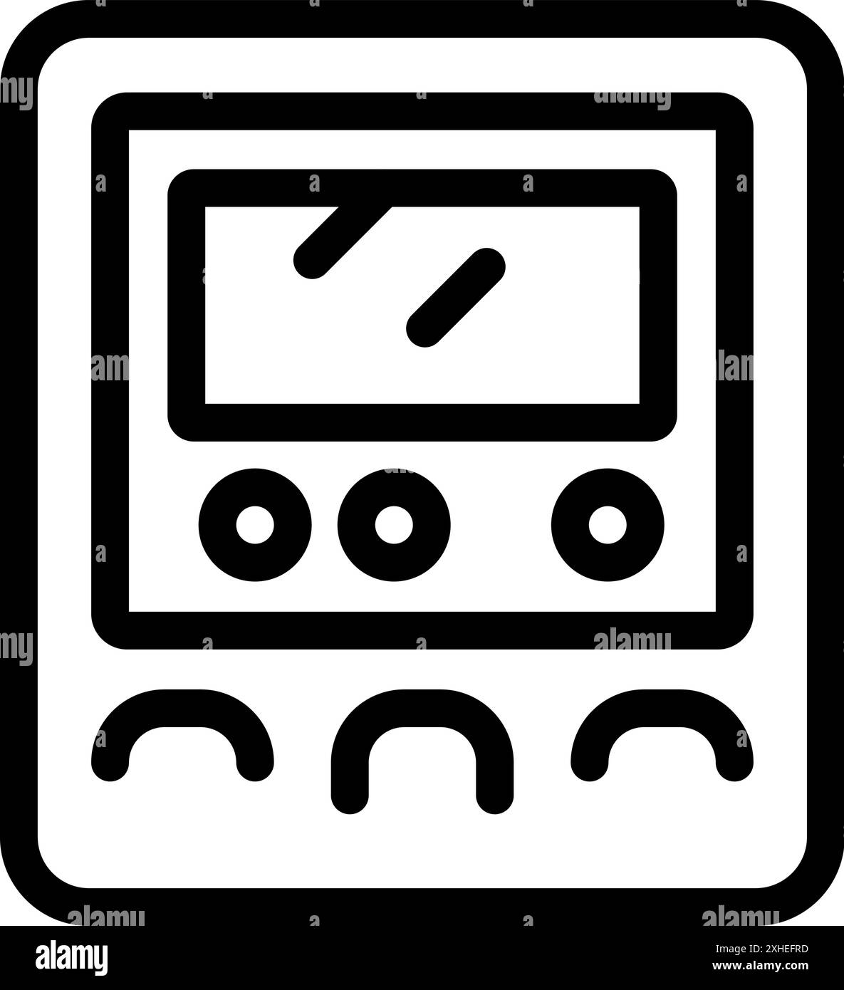 Line icon of an electric meter, displaying power consumption data, with ...