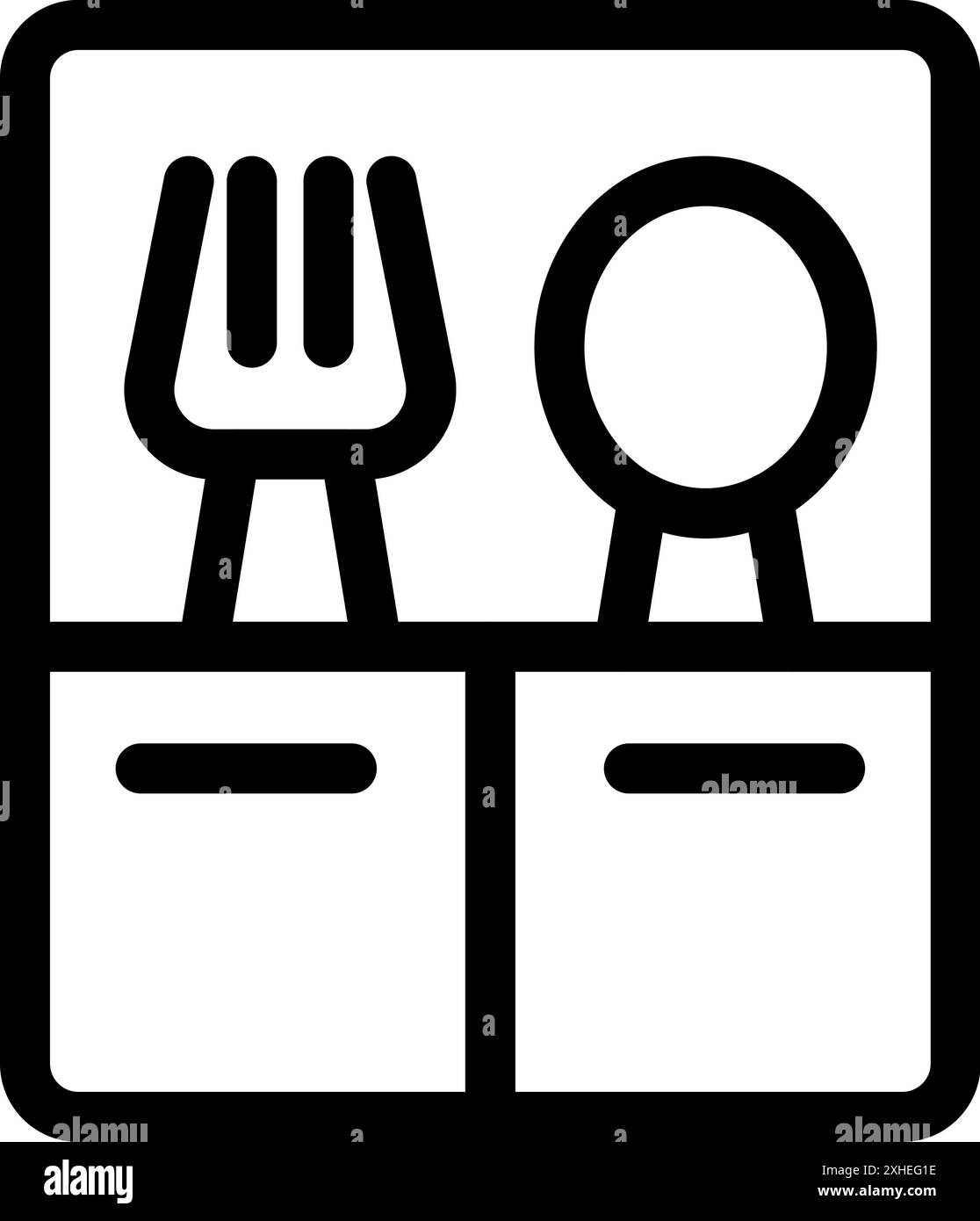 Minimalist icon of a kitchen cabinet storing a fork and spoon, perfect ...