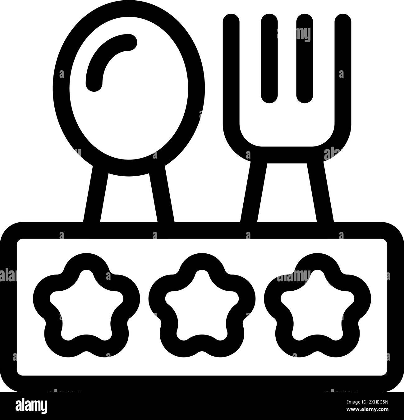 Simple line icon of a baby food tray with a spoon and fork ...