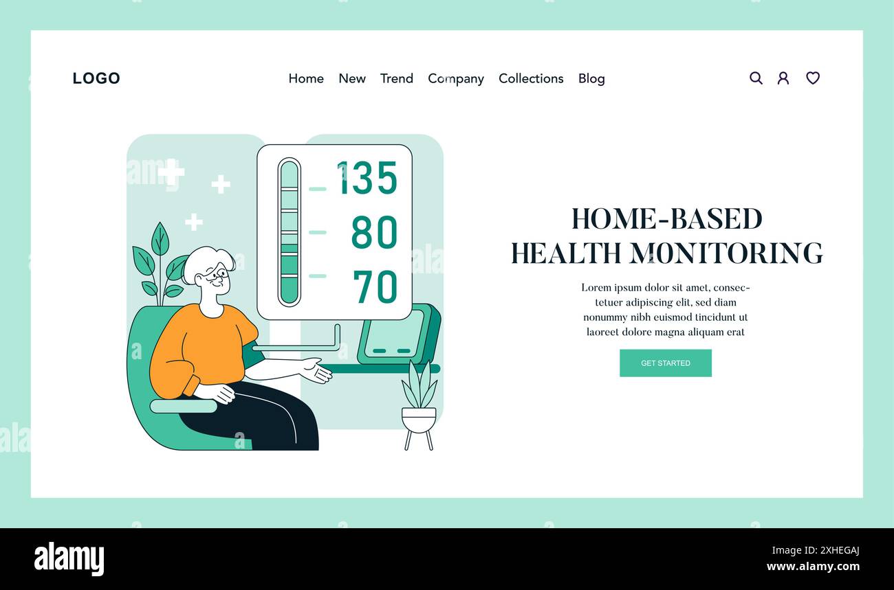Wellness Monitoring concept. A woman interacts with advanced wearable ...