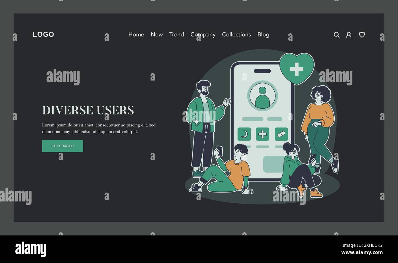Wellness Monitoring concept. Digital health app interface with diverse ...