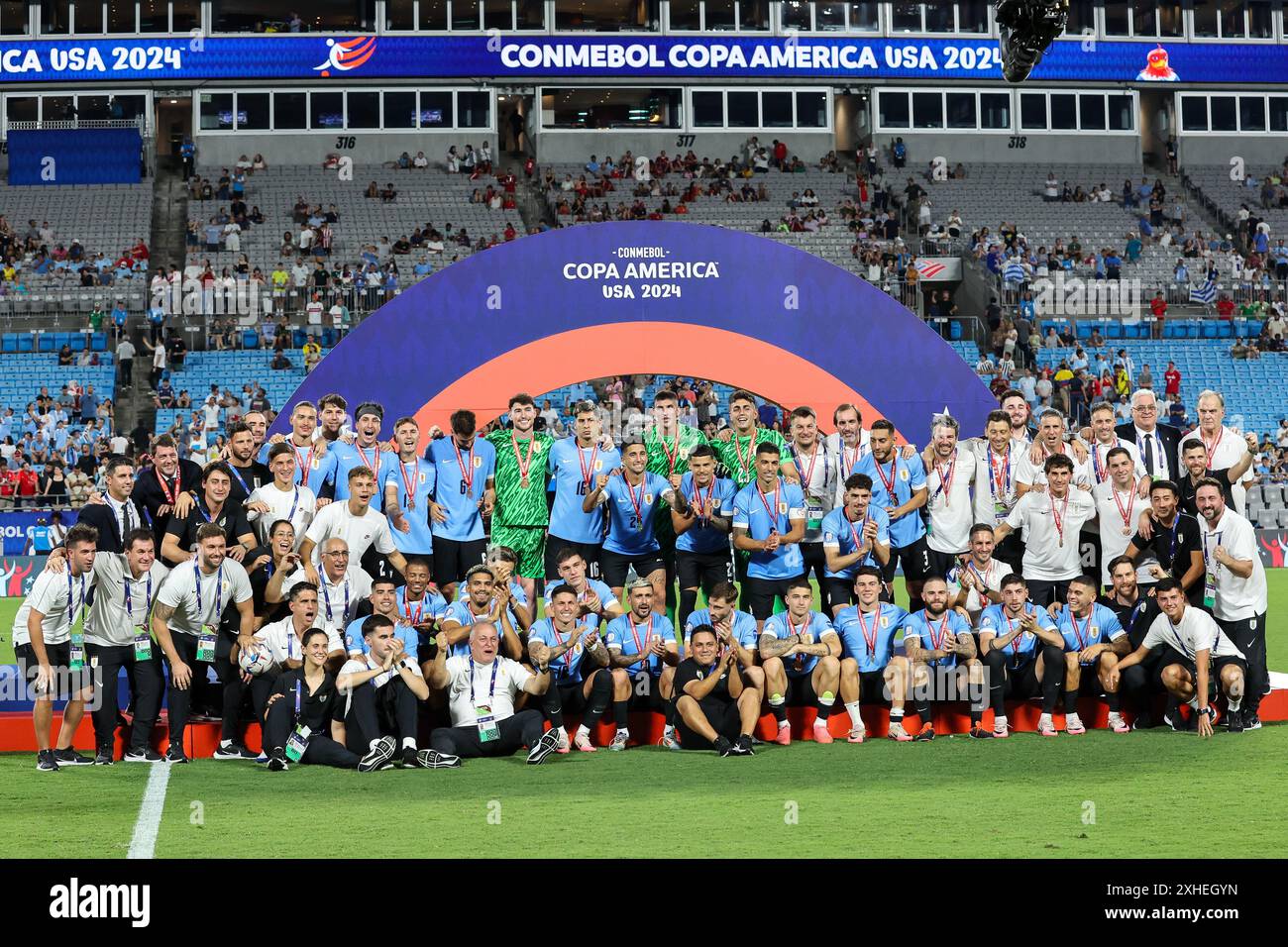Charlotte, North Carolina, USA. 13th July, 2024. Uruguay teammates and ...