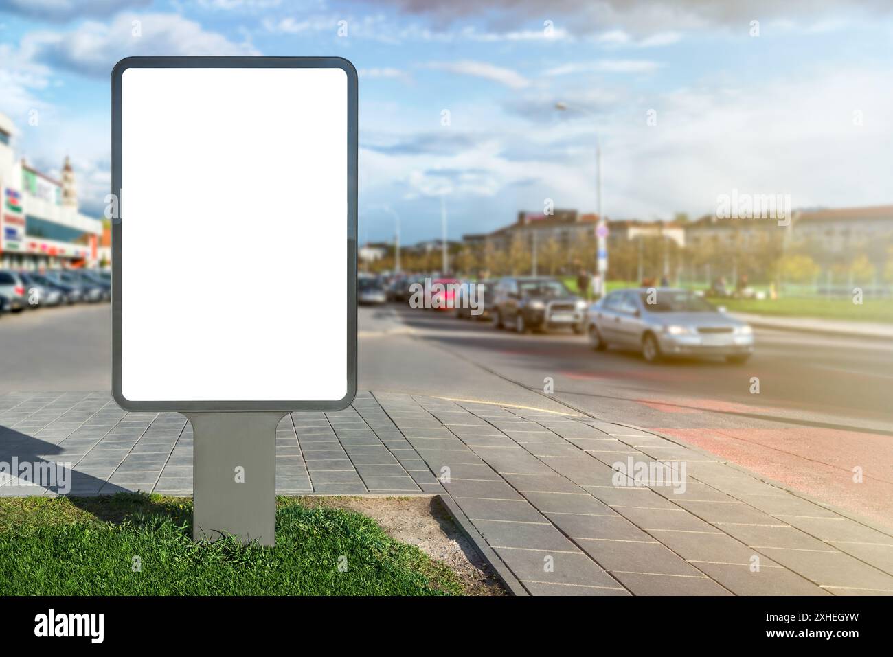 Blank Mockup Of Vertical Street Advertising Poster Billboard On City ...