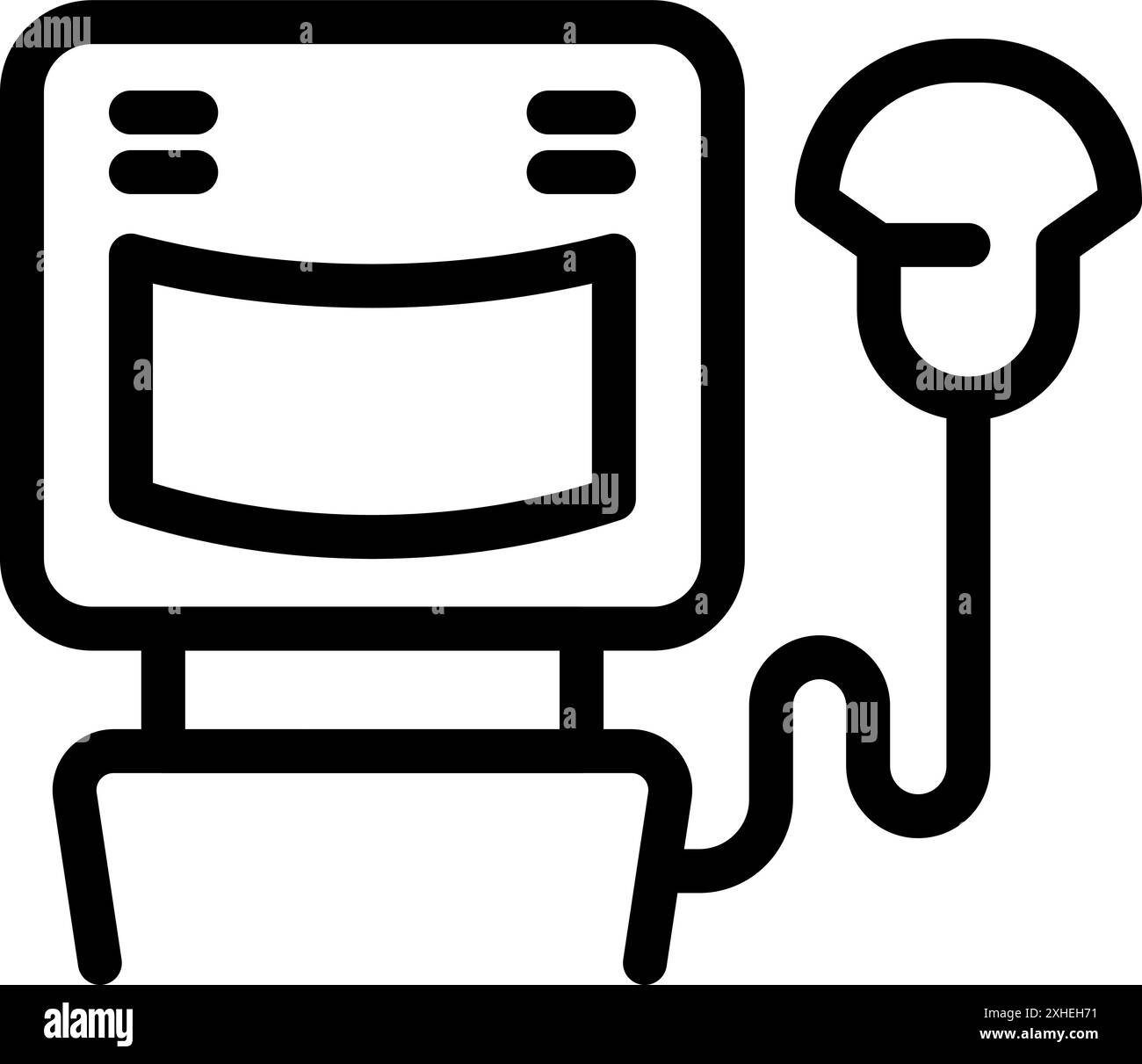 Black outline icon of a digital blood pressure monitor measuring blood ...