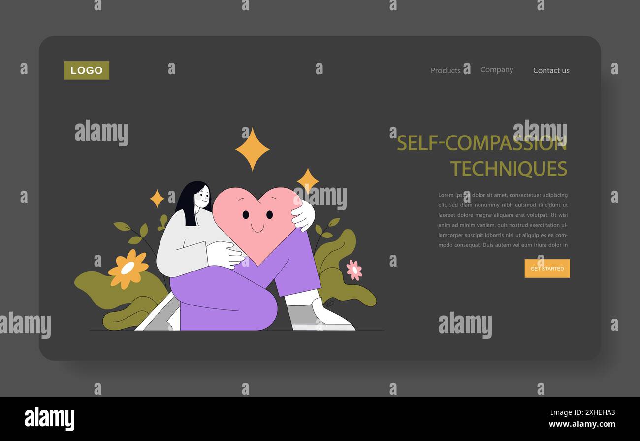 Positive Psychology Concept. Illustration of a person hugging a large ...