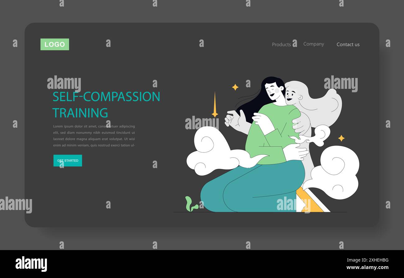 Compassion Focused Therapy concept. Illustration of a caring embrace ...