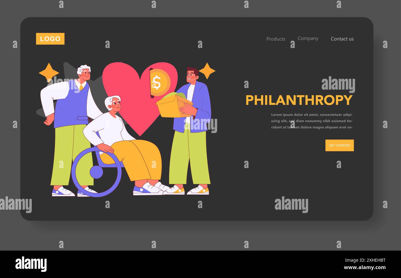 Philanthropy concept. An elderly couple donates to a grateful young ...