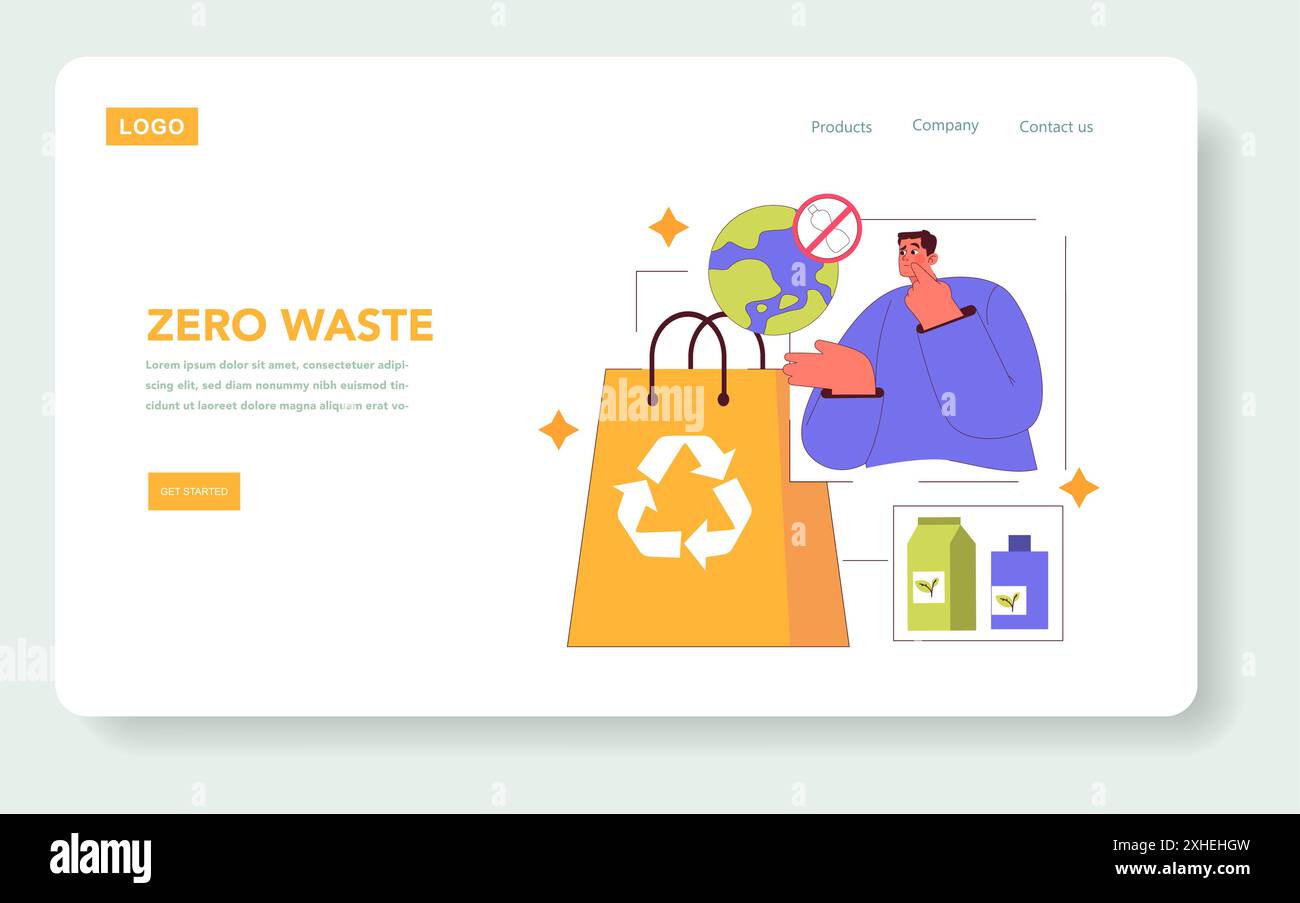 Zero Waste concept illustration with person pondering over eco-friendly ...