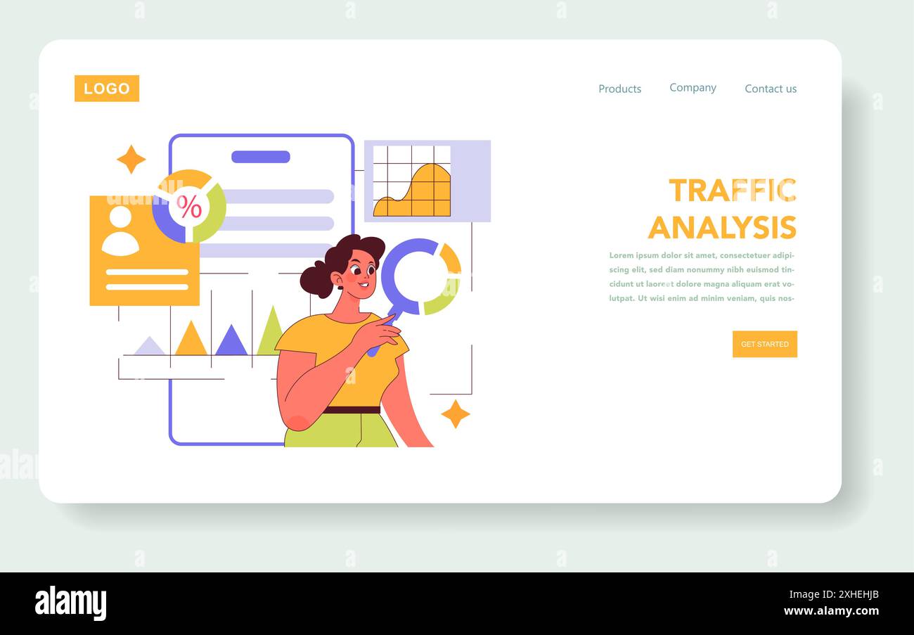 Branded App concept. Interactive web page interface emphasizing traffic ...