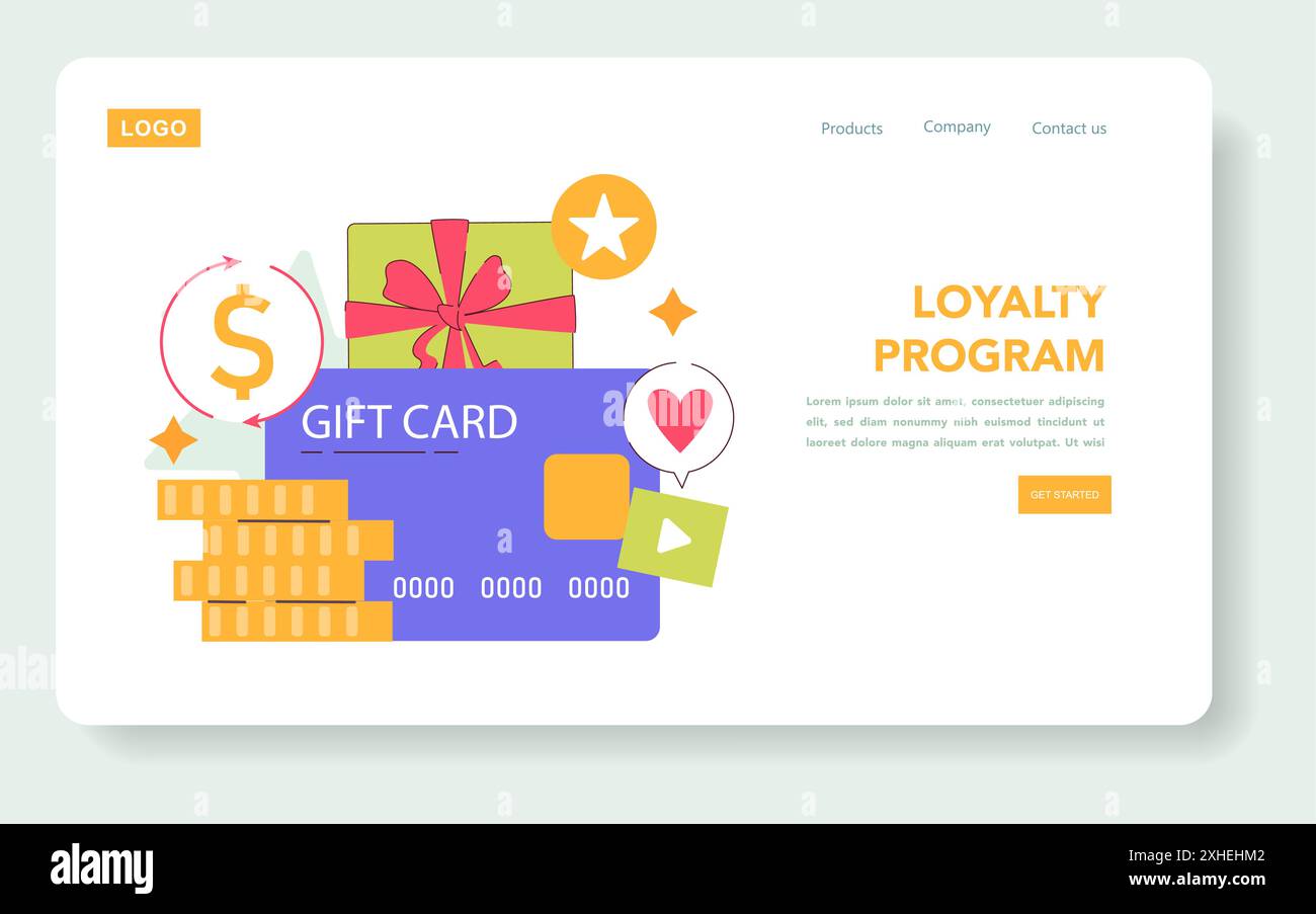 Customer Engagement concept. A digital gift card and loyalty program illustration for an e ...
