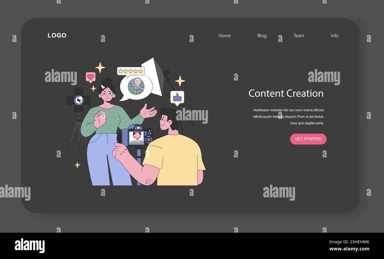 Social Influencers concept. A duo of content creators engaging in video ...