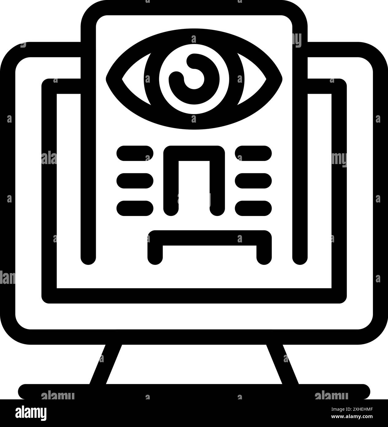 Simple icon of a computer displaying an eye tracking system, analyzing ...