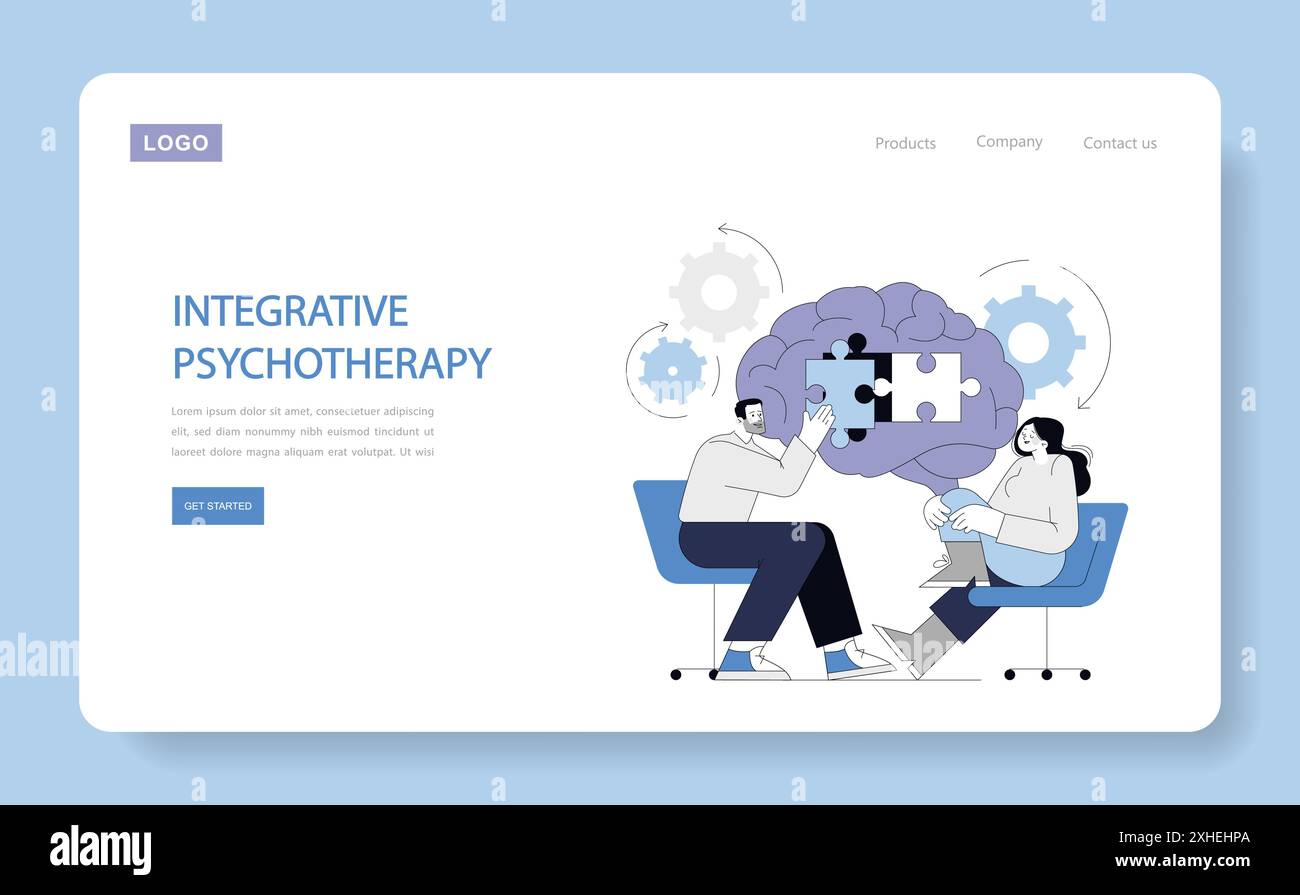 Integrative Psychotherapy concept. Therapist and patient collaborating ...