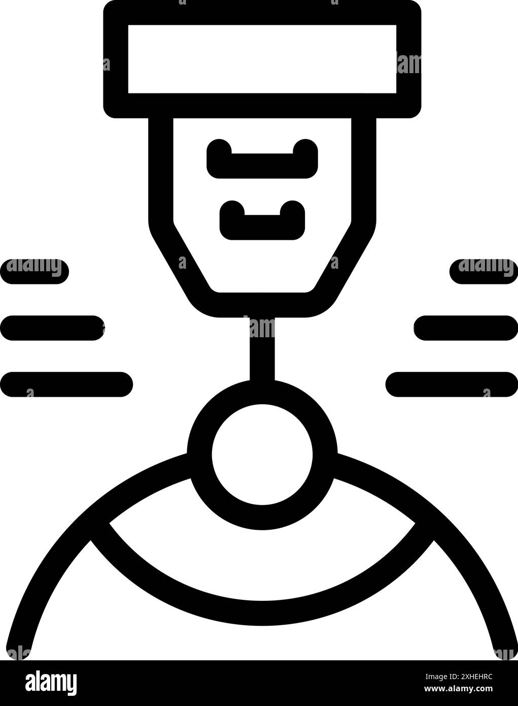Outline icon of a digital mind control system controlling human being ...