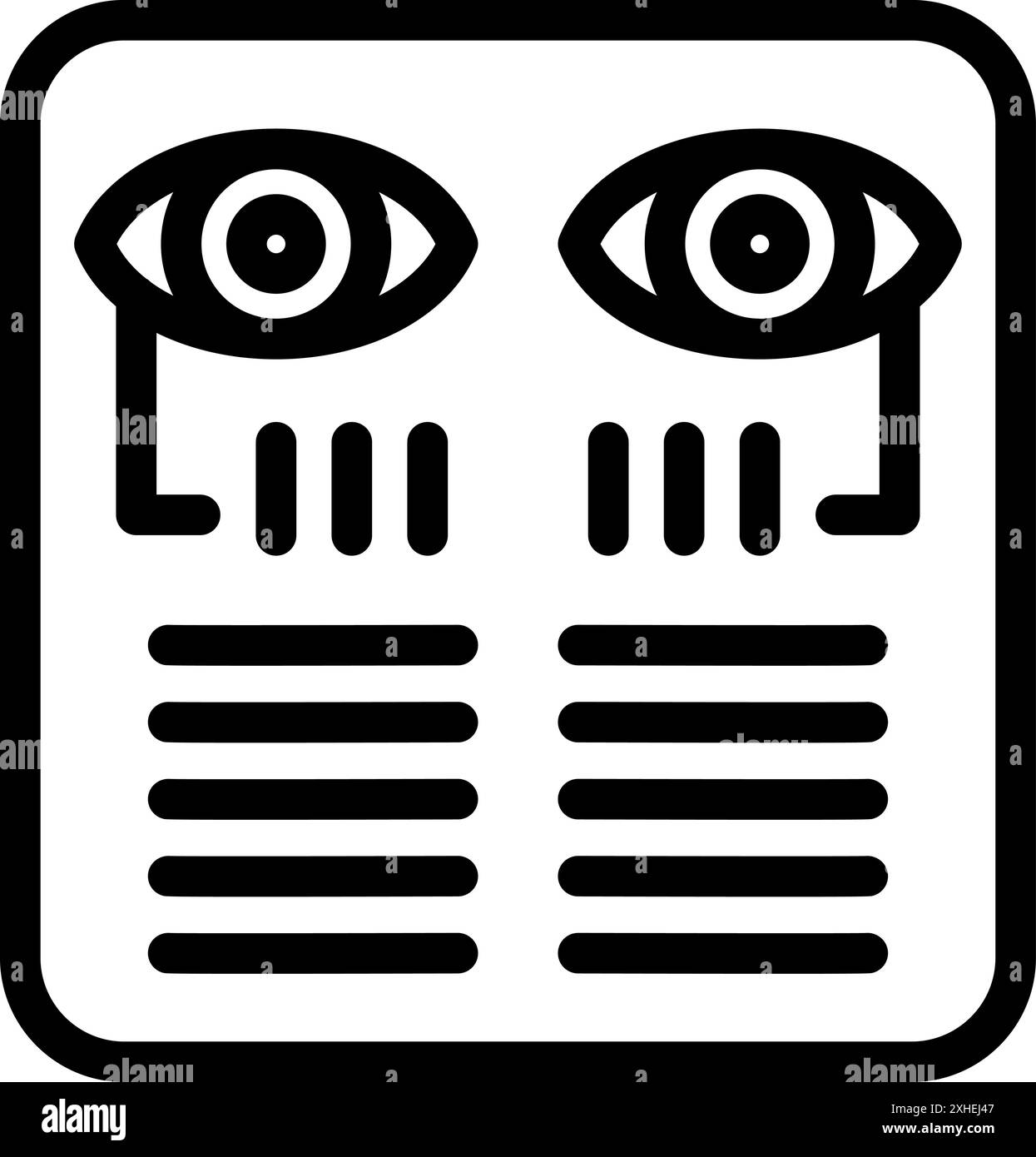 Black and white icon of an eye test chart being used to check vision ...