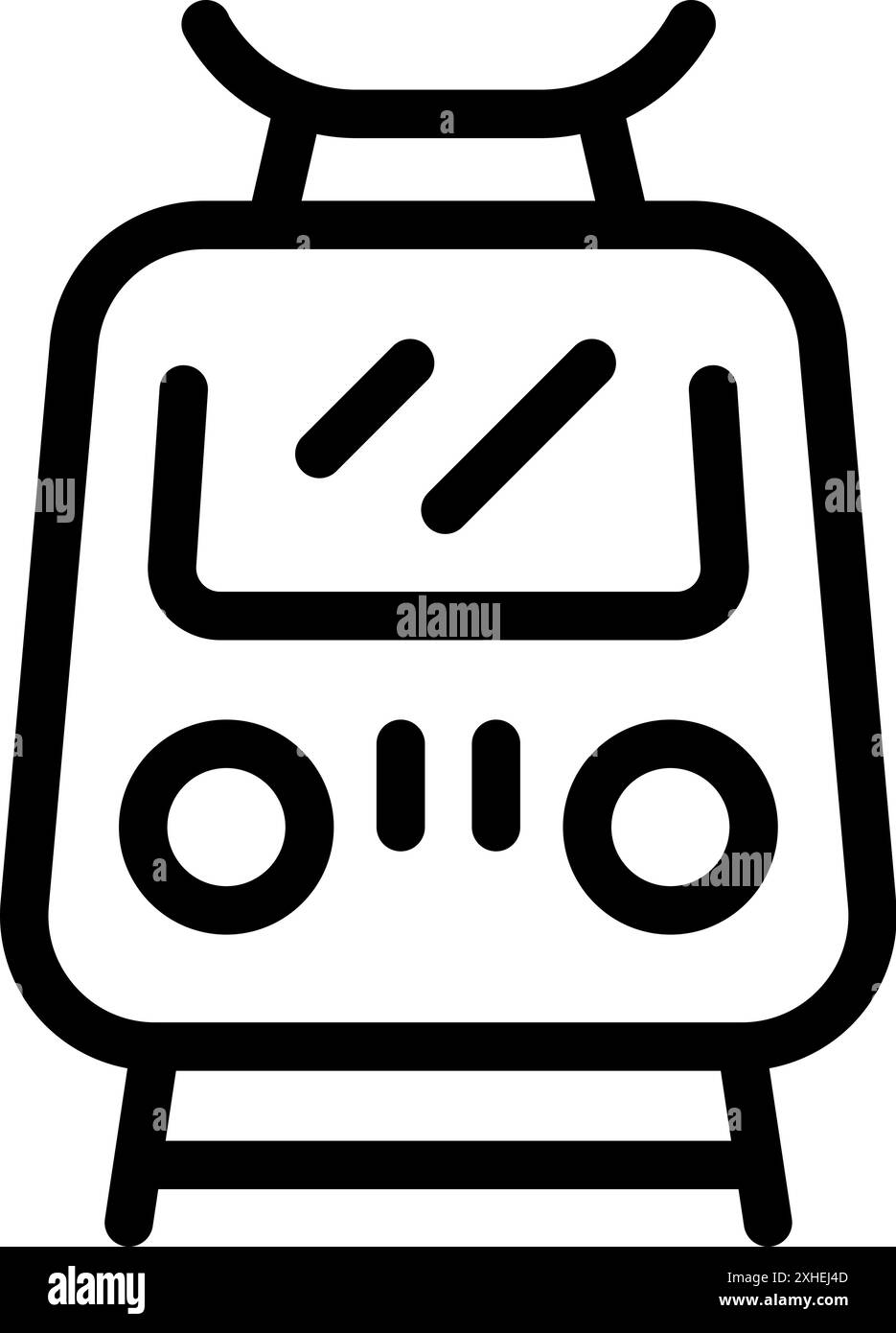 Simple black and white icon of a tram, representing public ...