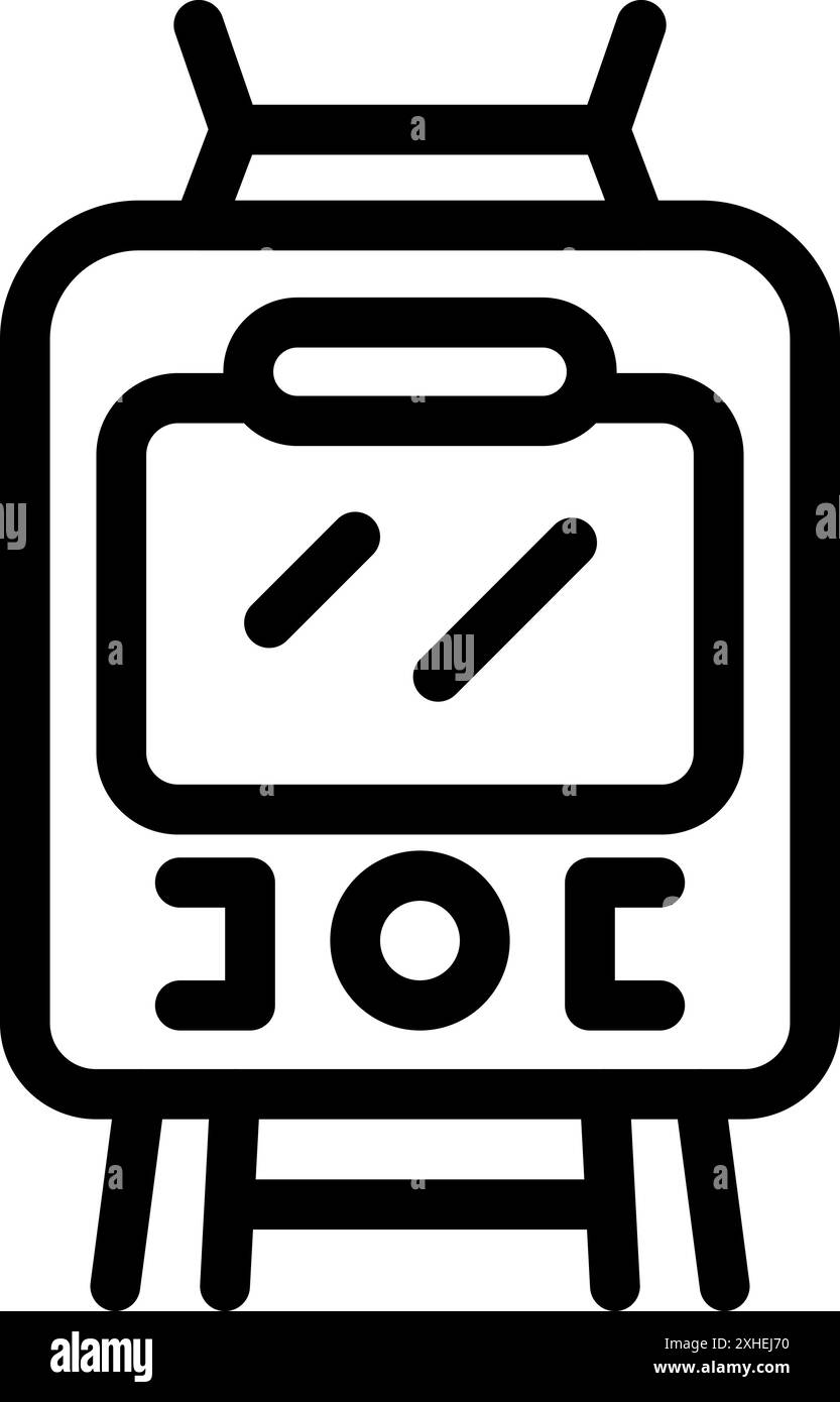 Black and white icon of an electric passenger train arriving at the ...