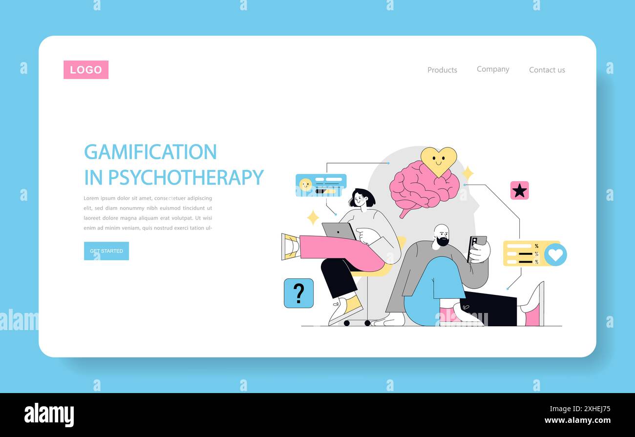 Gamification concept in therapy website banner. Engaging therapeutic ...