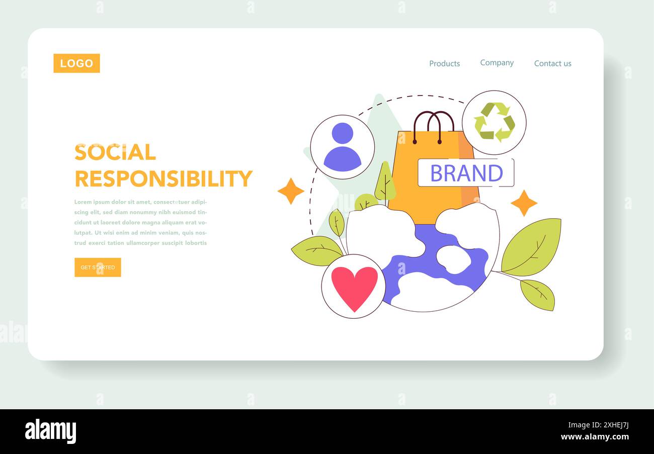 Social responsibility concept. Illustration of ethical brand practices ...