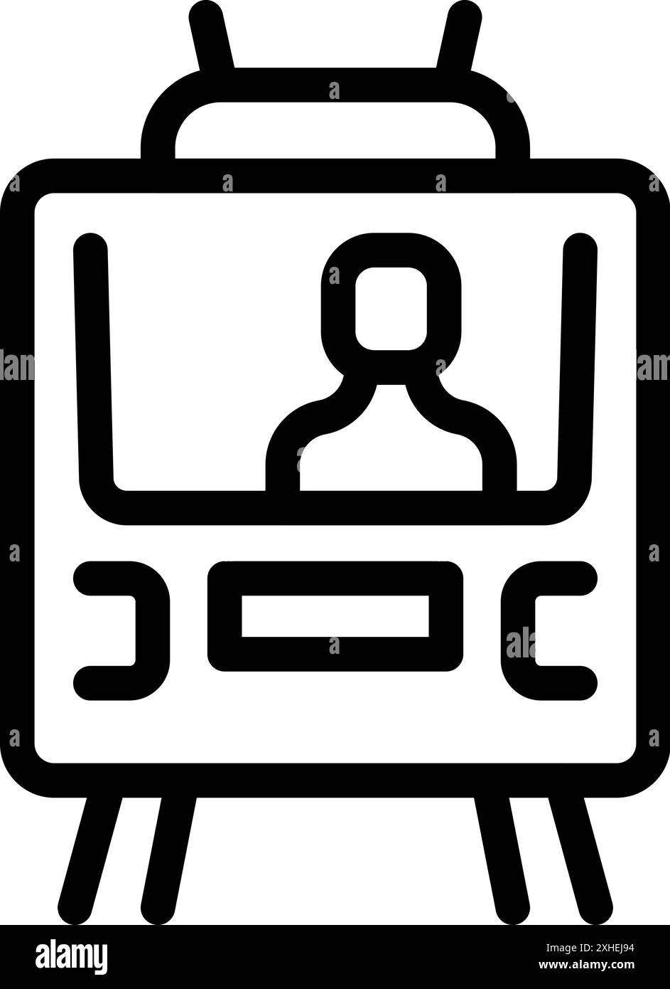 Outline icon of a tram driver driving a public transportation train ...