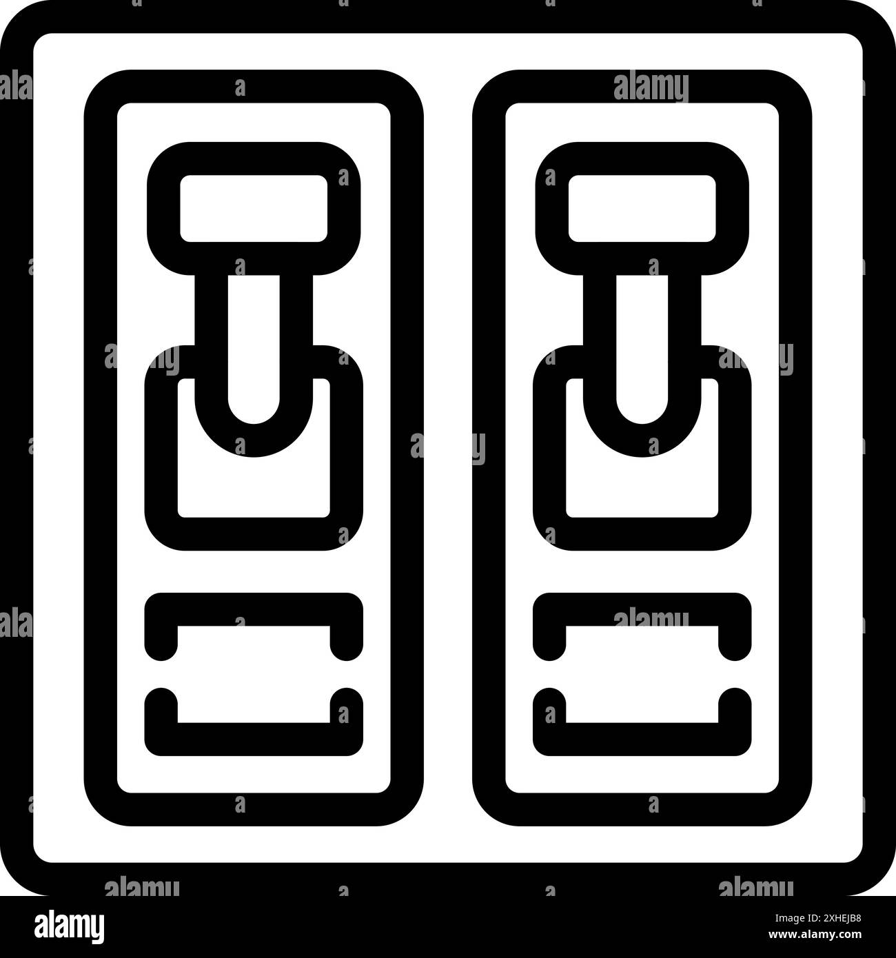 Simple black and white icon of a control panel with two toggle switches ...