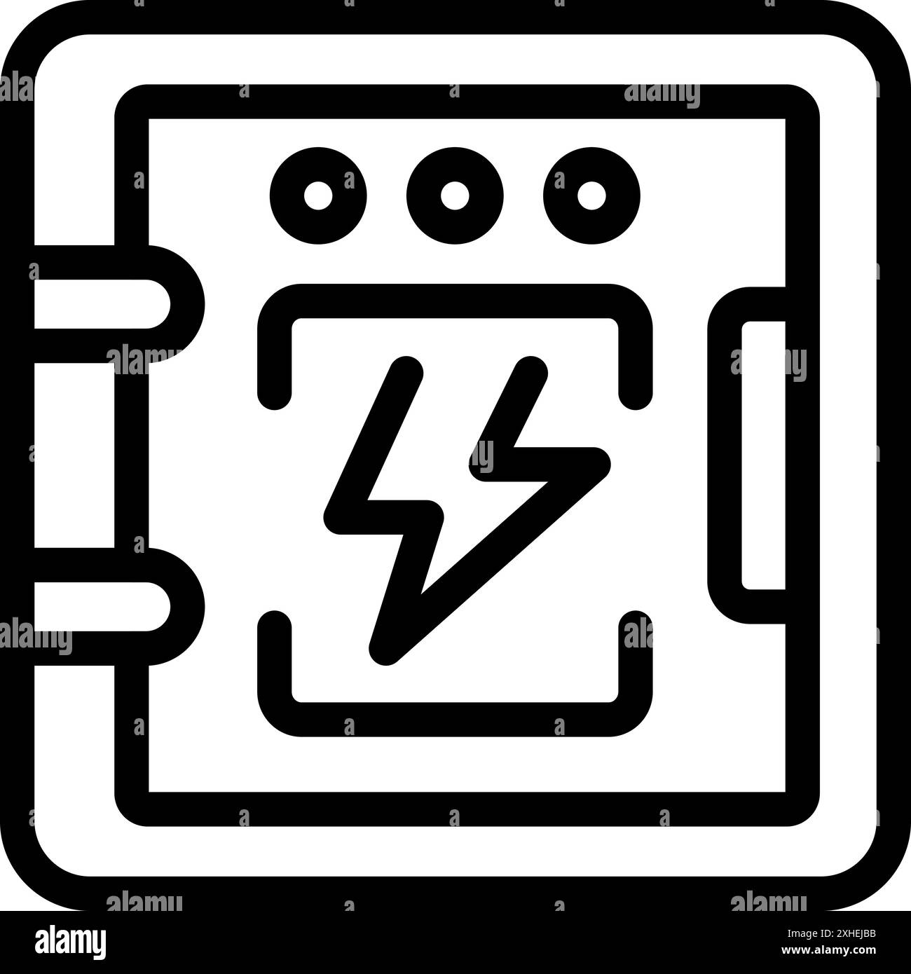 Electrical panel showing high voltage risk with lightning bolt symbol ...